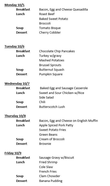 Menu at Bath Community Bistro restaurant, Hot Springs