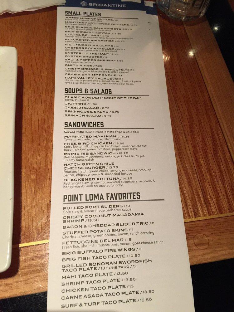 Menu at Brigantine Seafood & Oyster Bar, San Diego, Shelter Island Dr