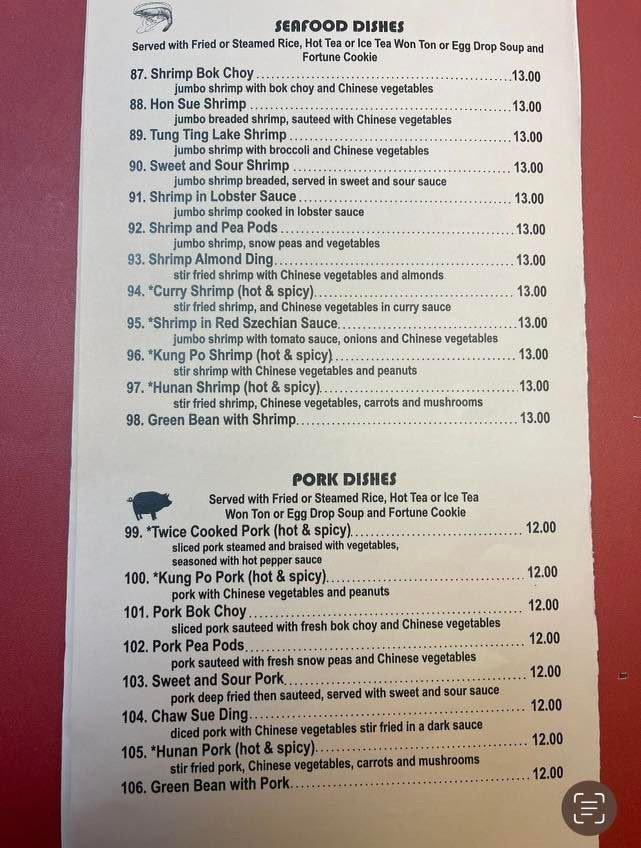 Menu at Golden Buddha restaurant, Louisville