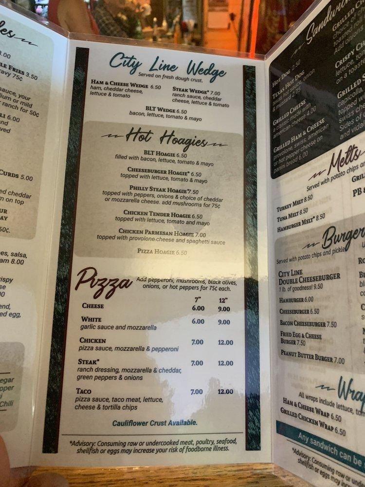 Menu at The City Line pub & bar, Bradford