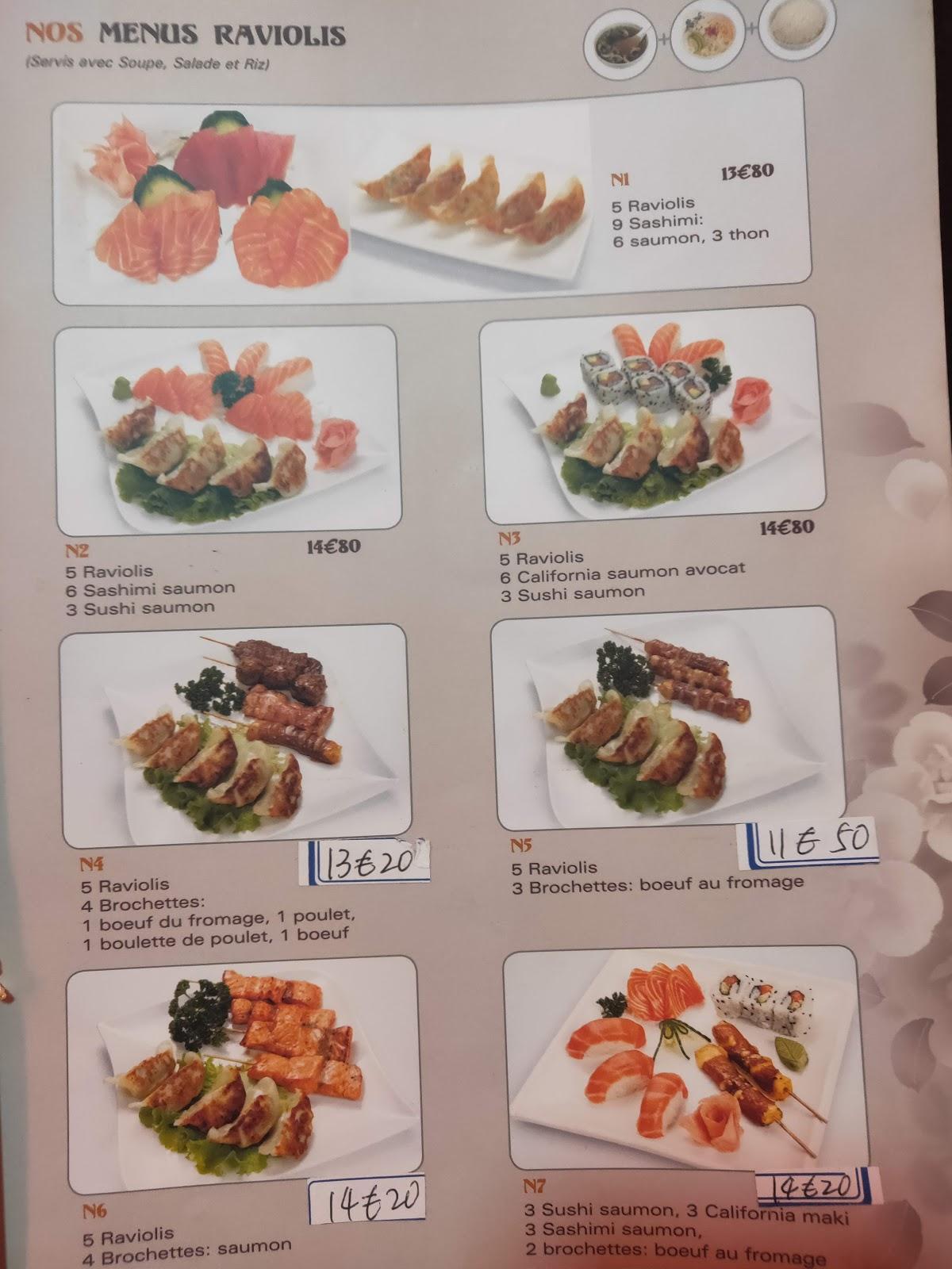 Menu at O'bon Sushi restaurant, Levallois-Perret
