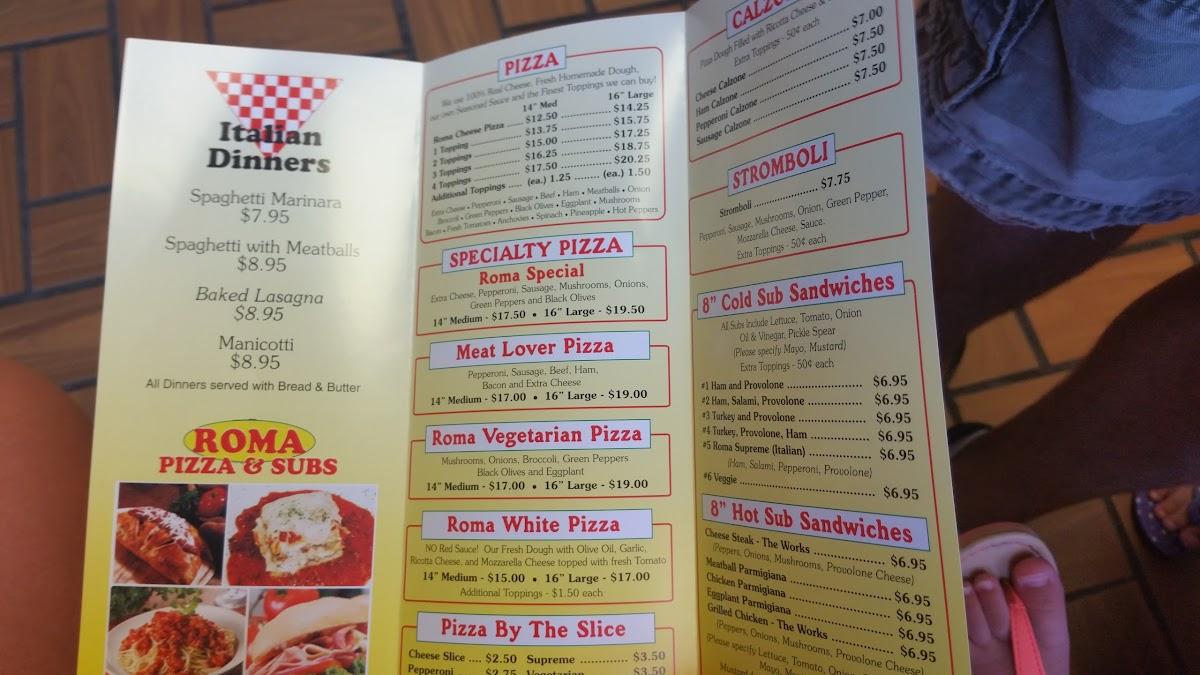 Menu at Roma Pizza & Subs pizzeria, Atlantic Beach