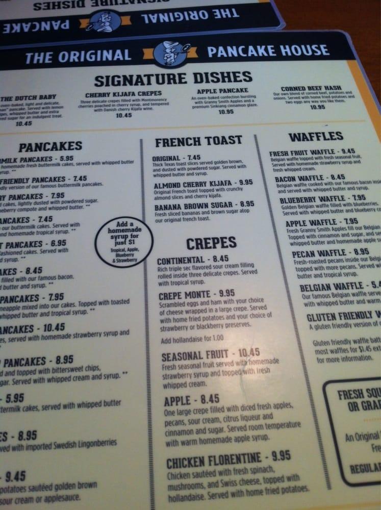 Menu at The Original Pancake House restaurant, Brookfield, W Bluemound Rd