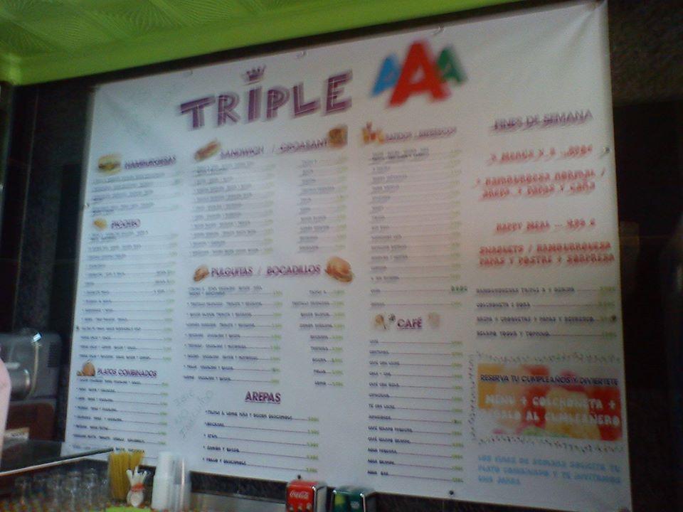 Menu at Tripleaaa pub & bar, Granadilla de Abona