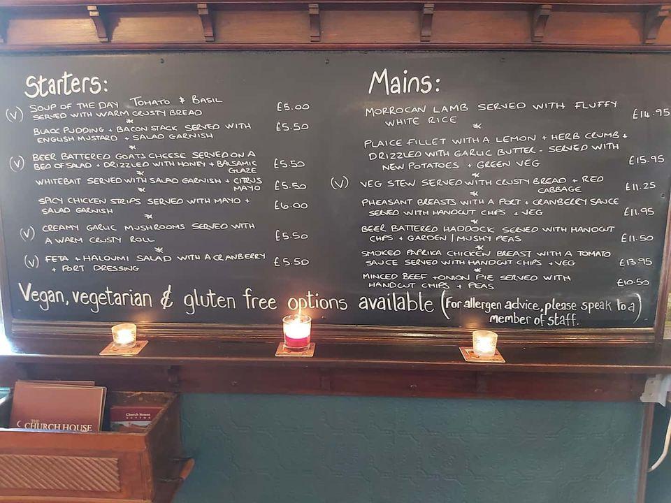 Menu at Church House Sutton pub & bar, Sutton