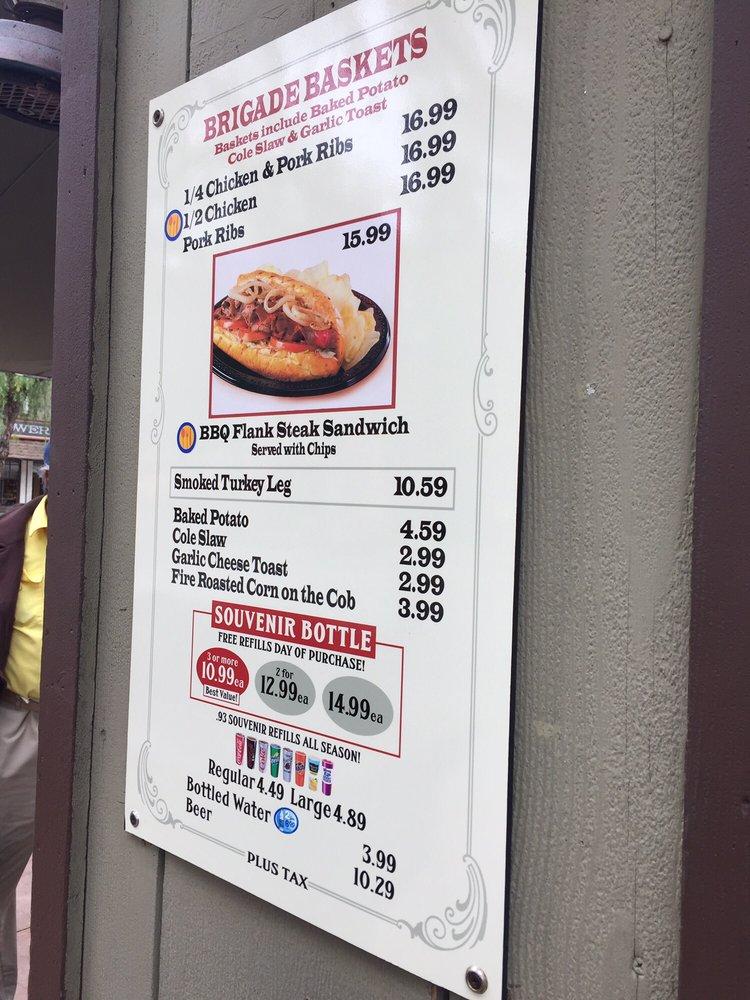 Menu at Fireman's Brigade Barbecue, Buena Park