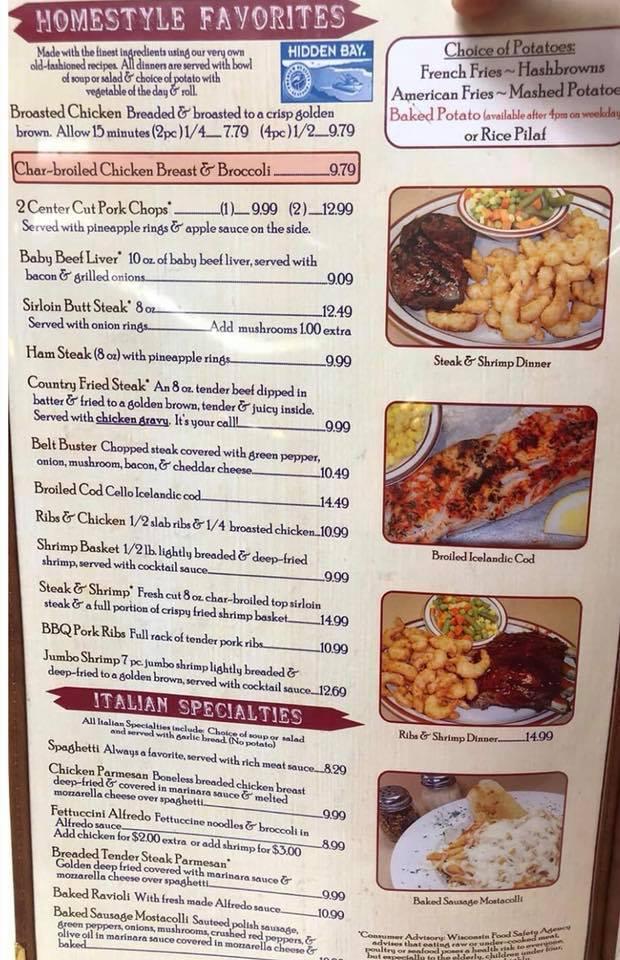 Menu at Friendship House Family Restaurant, Eagle River