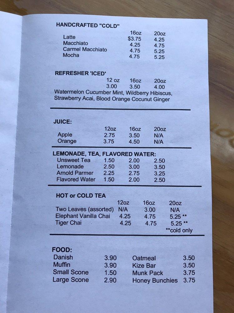 Menu at J316 Downtown Coffee House, Snyder