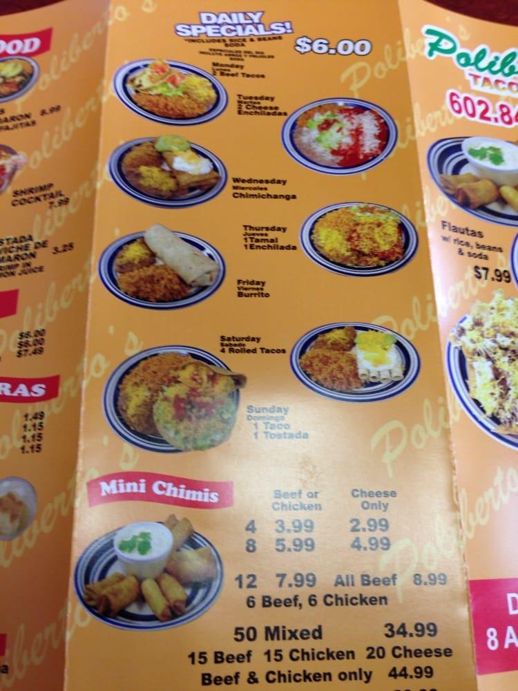 Menu at Poliberto's Bell Rd restaurant, Phoenix, W Bell Rd