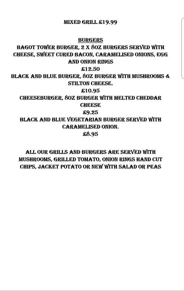 Menu at The Bagot Arms pub & bar, Abbots Bromley