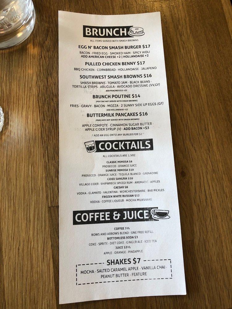 Menu at Fox Burger restaurant, Edmonton
