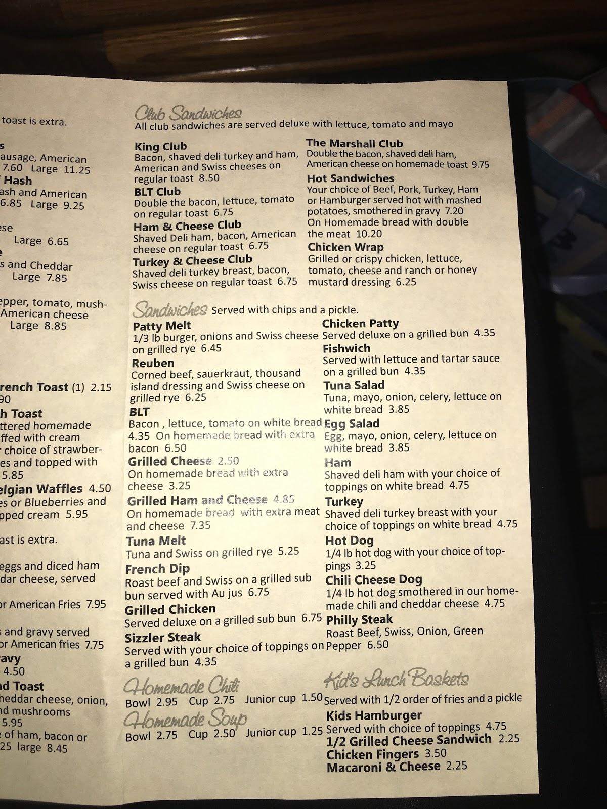 Menu at The Lakeside Inn restaurant, Sand Lake, 27 W Lake St