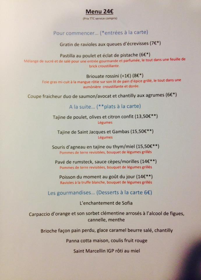 Menu au Le Mouton Bleu restaurant, Nimes