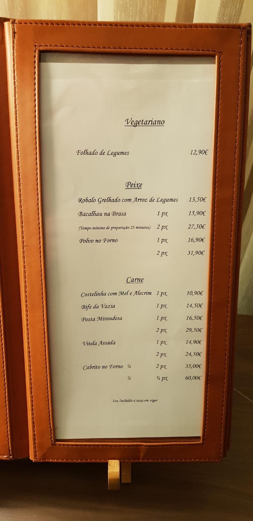 Menu em Restaurante O Fernando, Maia