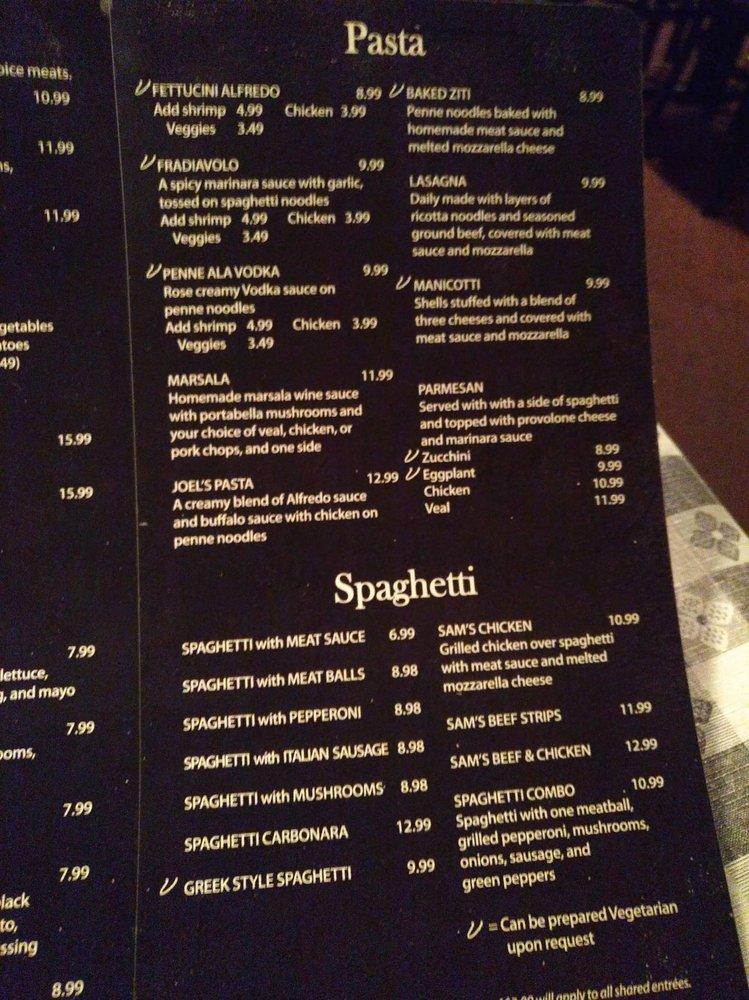 Menu at Sammio's Italian Restaurant, Fayetteville, Raeford Rd