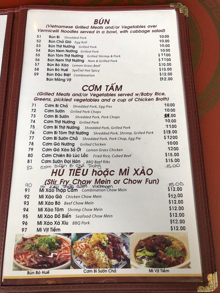 Menu at Soc Trang Asian Restaurant, D'Iberville