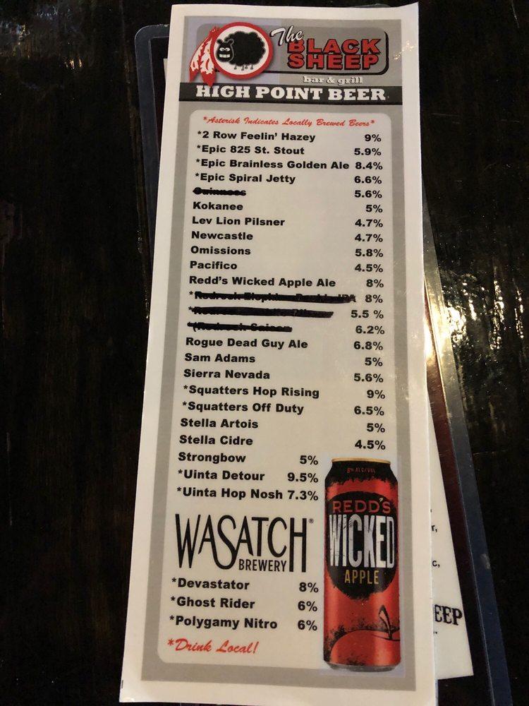 Menu at The Black Sheep Bar & Grill Foothill, Salt Lake City