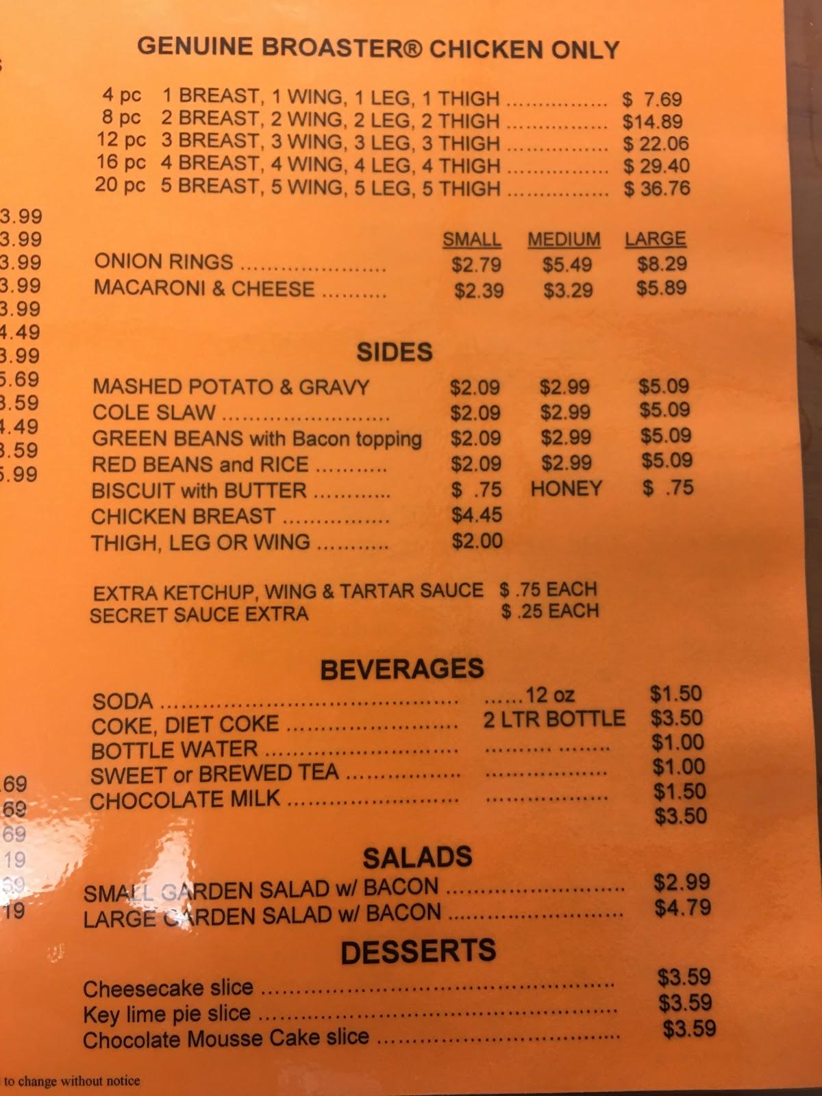Menu at Wing King Chicken Safari fast food, Englewood, N Access Rd