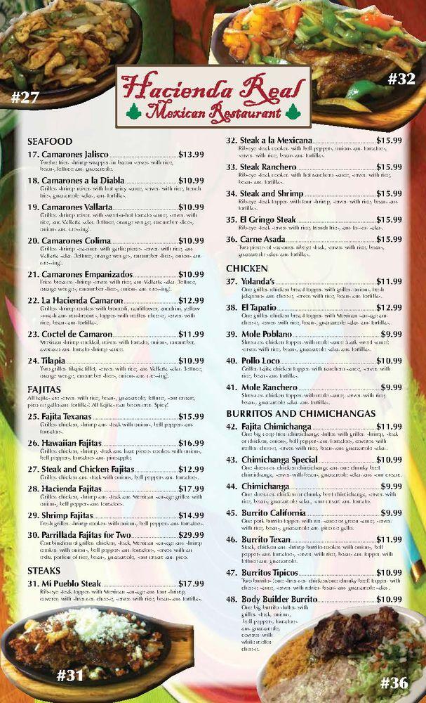 Menu at Hacienda Real Mexican Restaurant of Breaux Bridge, Breaux Bridge