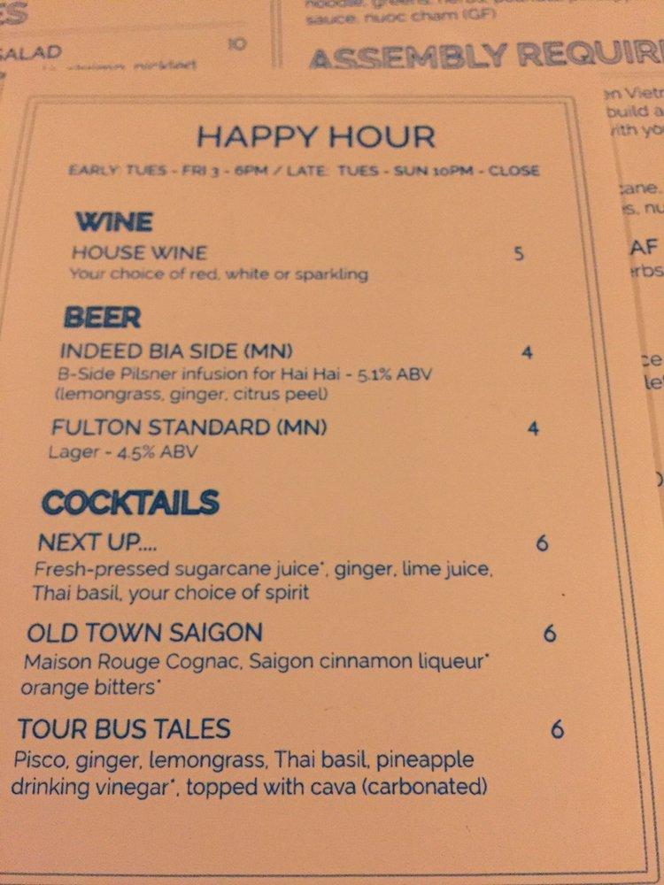 Menu at Hai Hai restaurant, Minneapolis