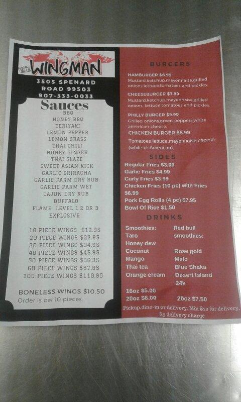 Menu at 907 Wingman pub & bar, Anchorage