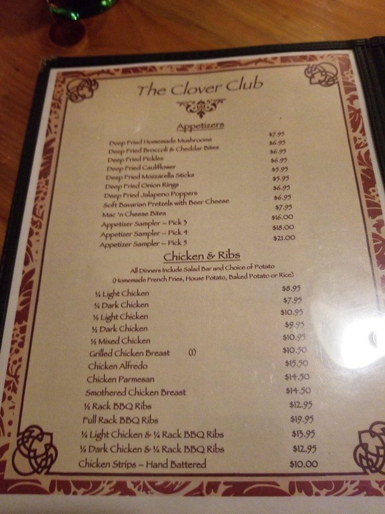Menu at Clover Club, Mark