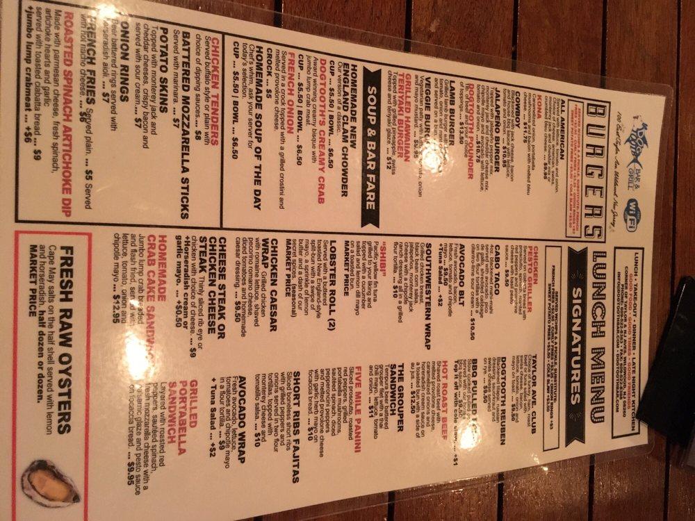 Menu at Dogtooth Bar & Grill, Wildwood, 100 E Taylor Ave