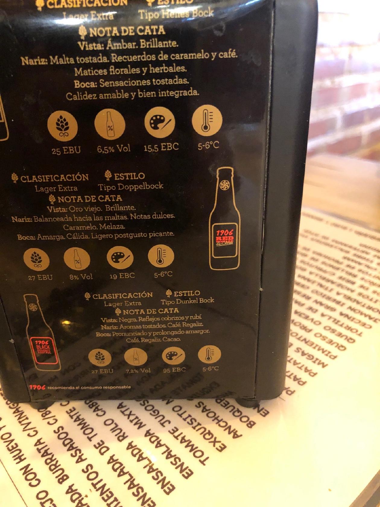 Menu at El Vagon de la Cerveza pub & bar, Madrid, Av. del Talgo