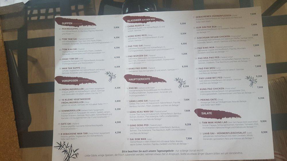 Speisekarte von Kop Chai Asia Imbiss restaurant, Mannheim