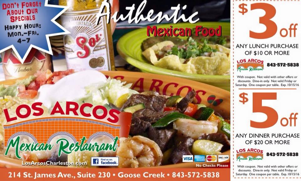 Menu at Los Arcos Mexican Restaurant, Goose Creek