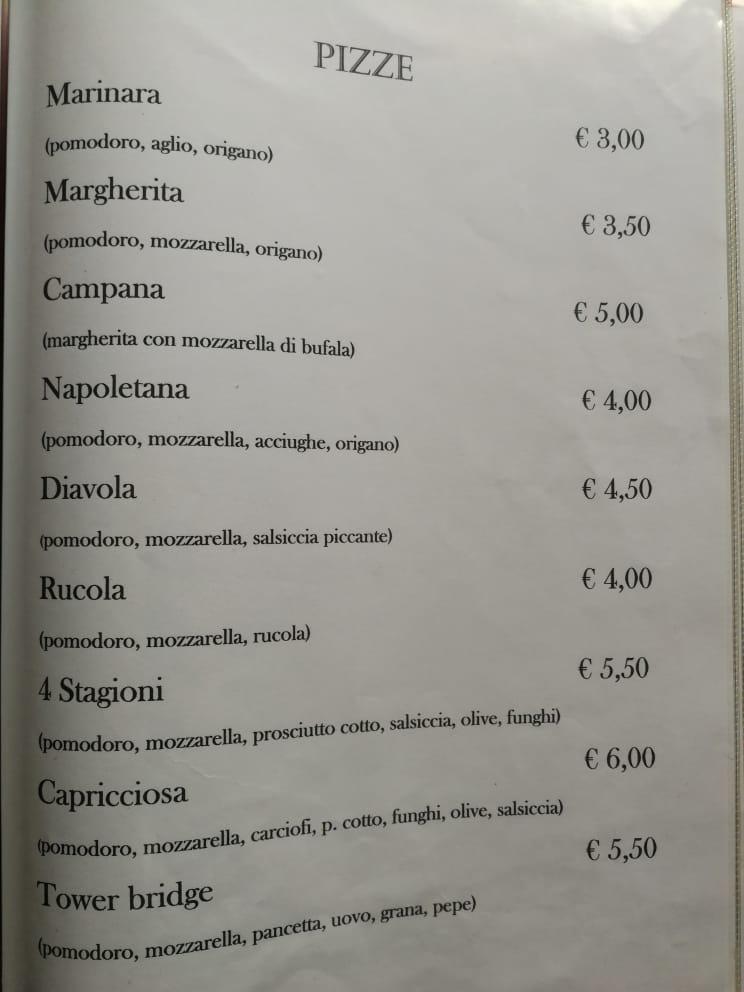 Menu at Peter's London Pub, Barile