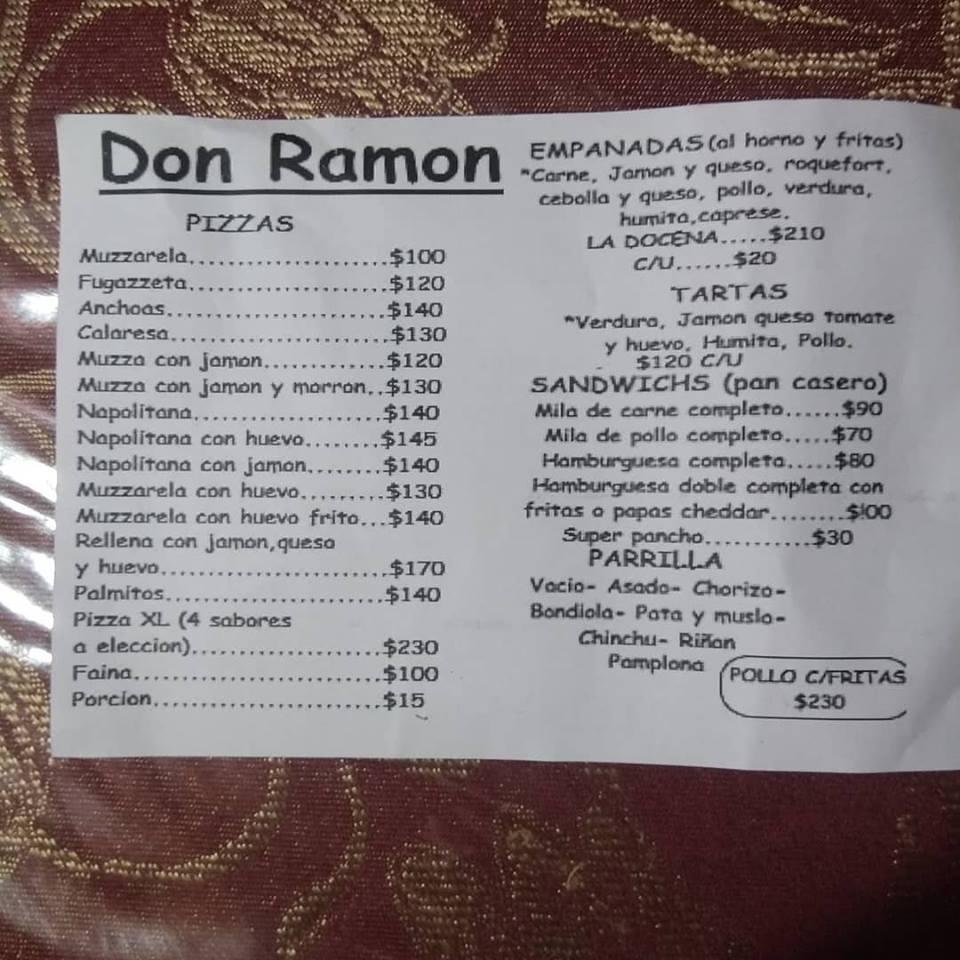 Menu at Pizzeria Don Ramon, Burzaco