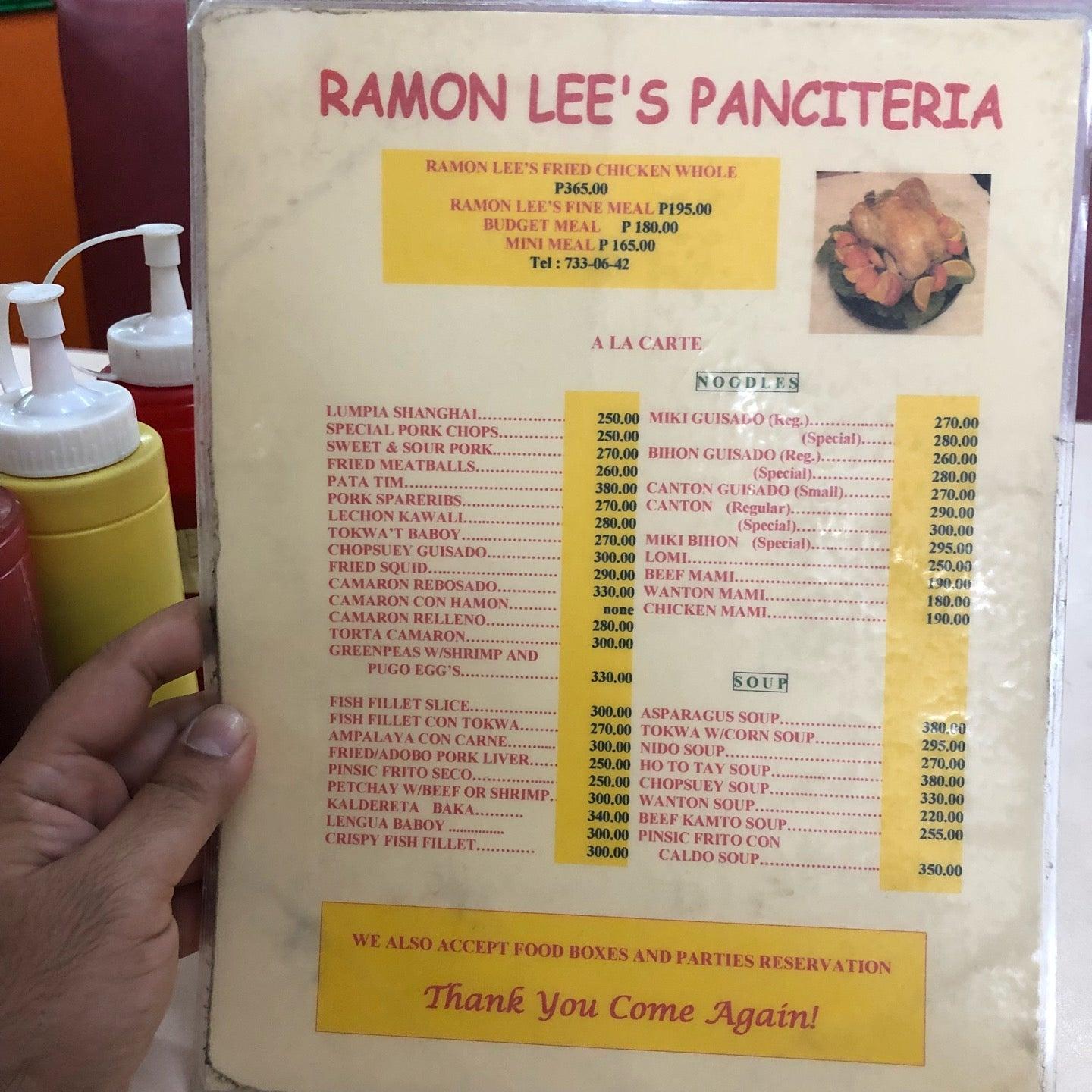Menu at Ramon Lee Panciteria restaurant, Manila