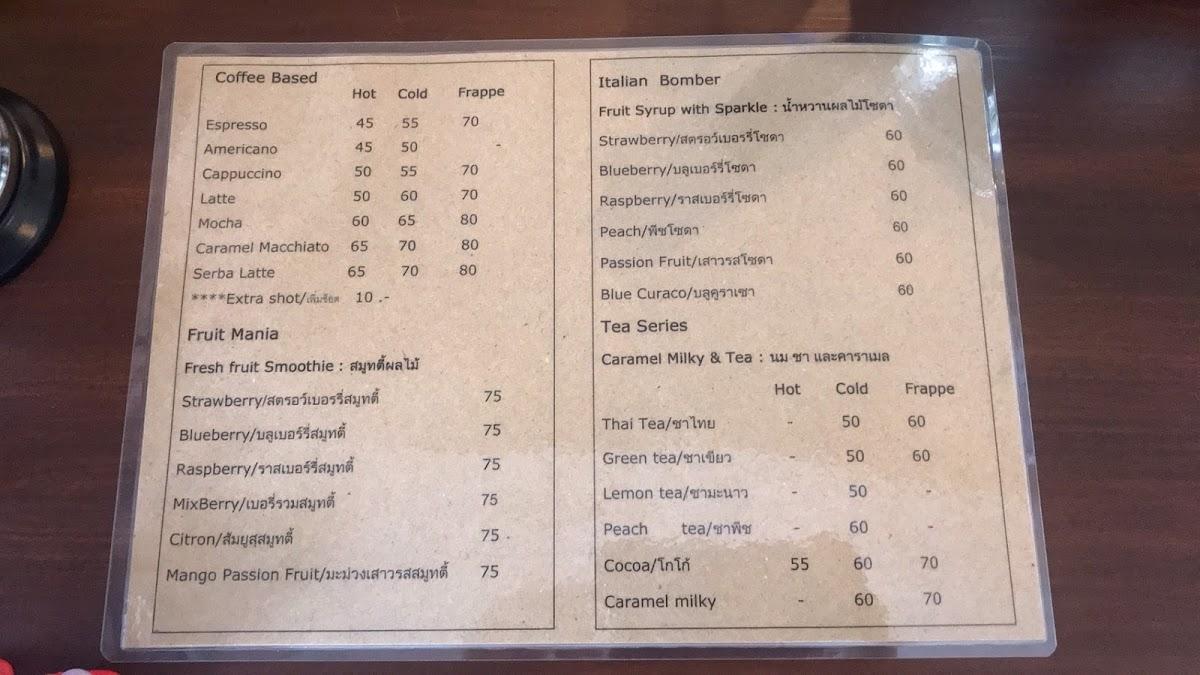 Menu at Serba.café cafe, Thong Chai