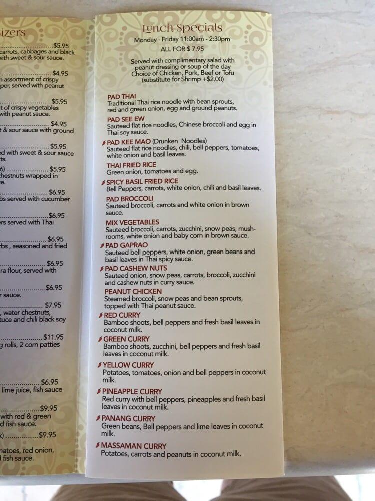 Menu at Thai Terrace restaurant, Fort Worth, W Vickery Blvd