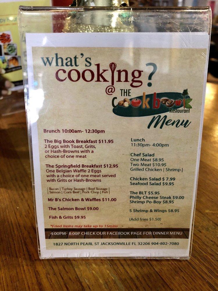 Menu at The Cookbook Restaurant, Jacksonville
