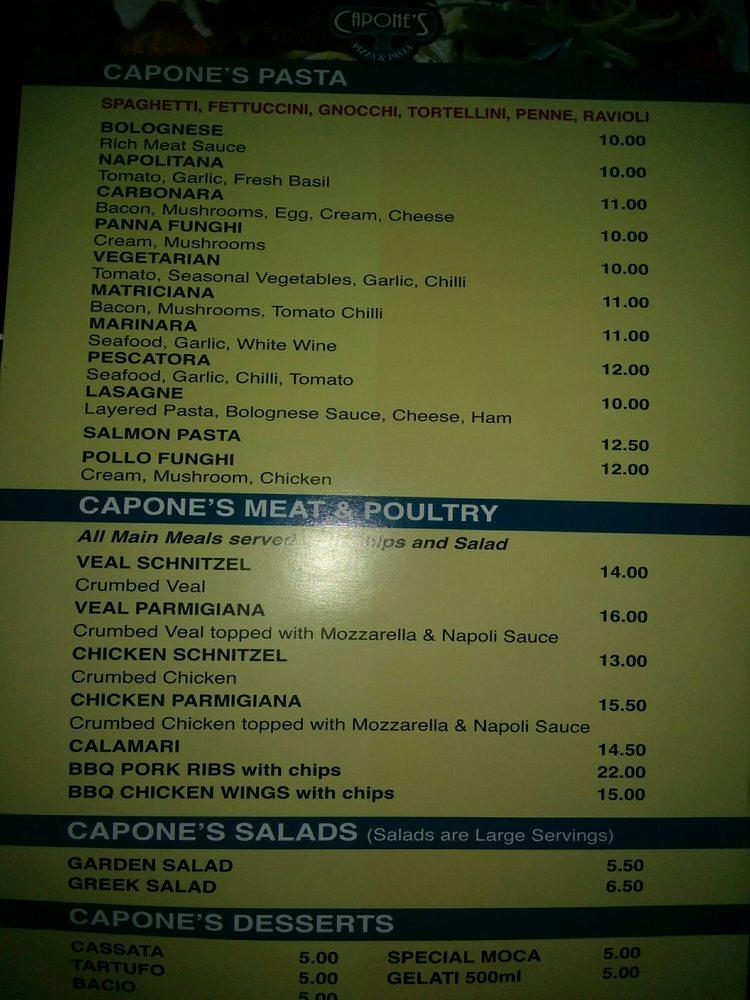 Menu at Capone's Pizza & Pasta Research pizzeria, Research