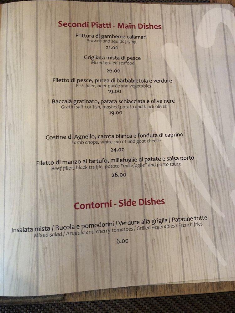 Menu at Kasai restaurant, Praiano