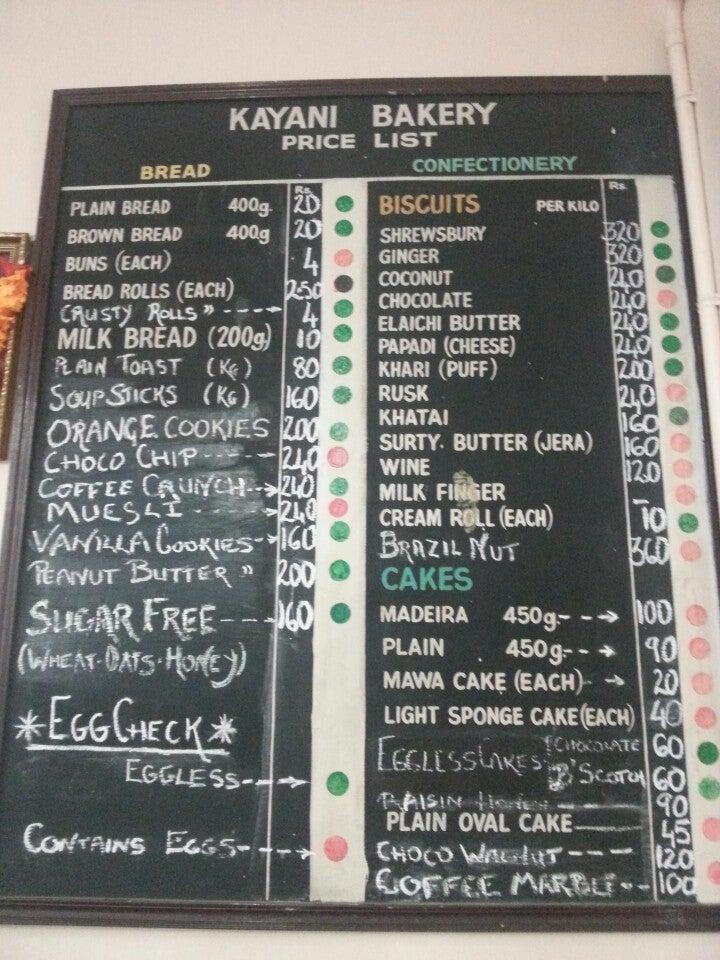 Menu at Kayani Bakery, Pune, 6