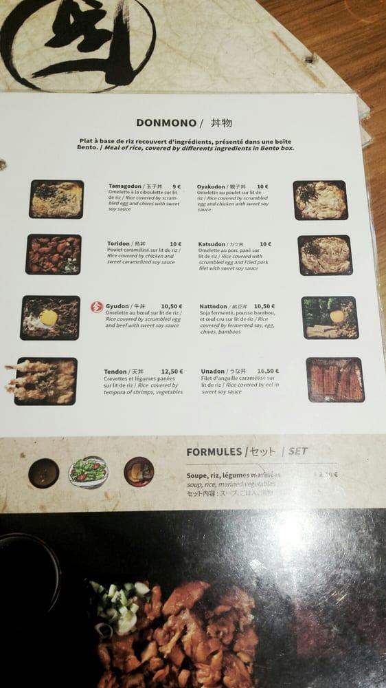 Menu au Kintaro café, Paris