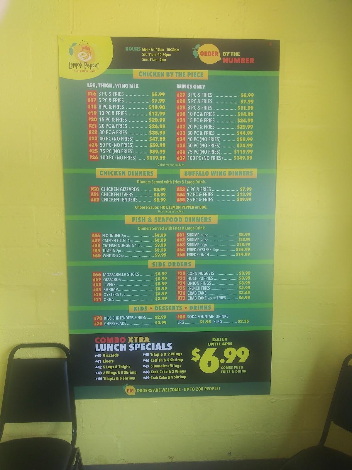 Menu at Lemon Pepper Chicken restaurant, Tallahassee