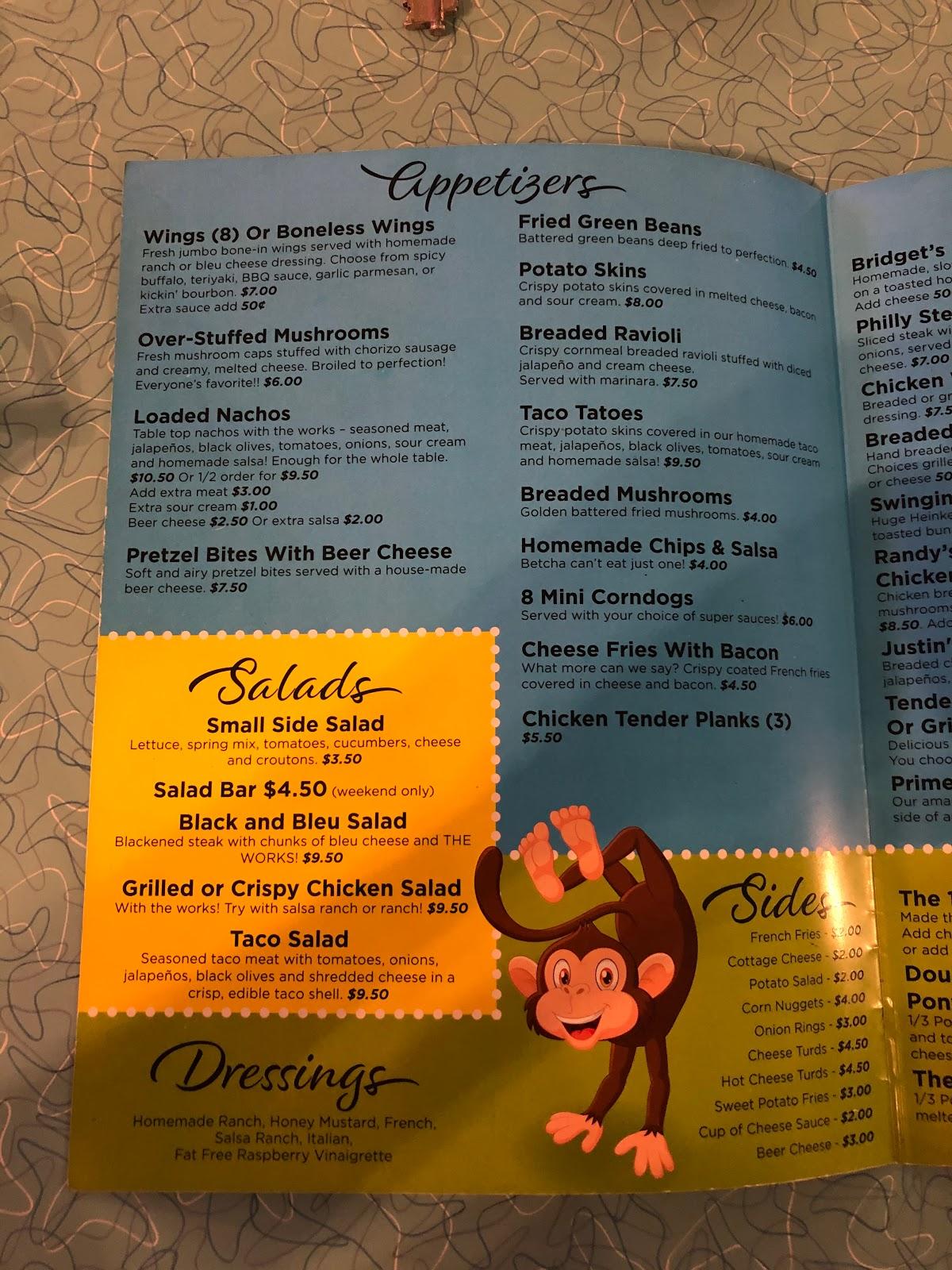 Menu at Lucky Monkey Pub and Grub, Bement