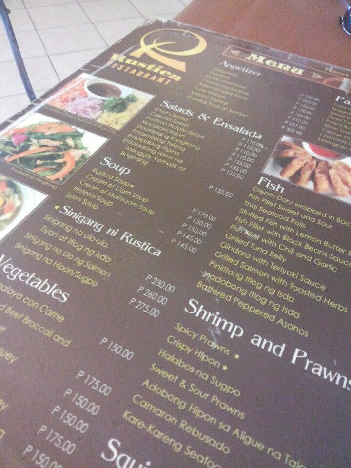Menu at Rustica Cabanatuan, Nueva Ecija restaurant, Cabanatuan City
