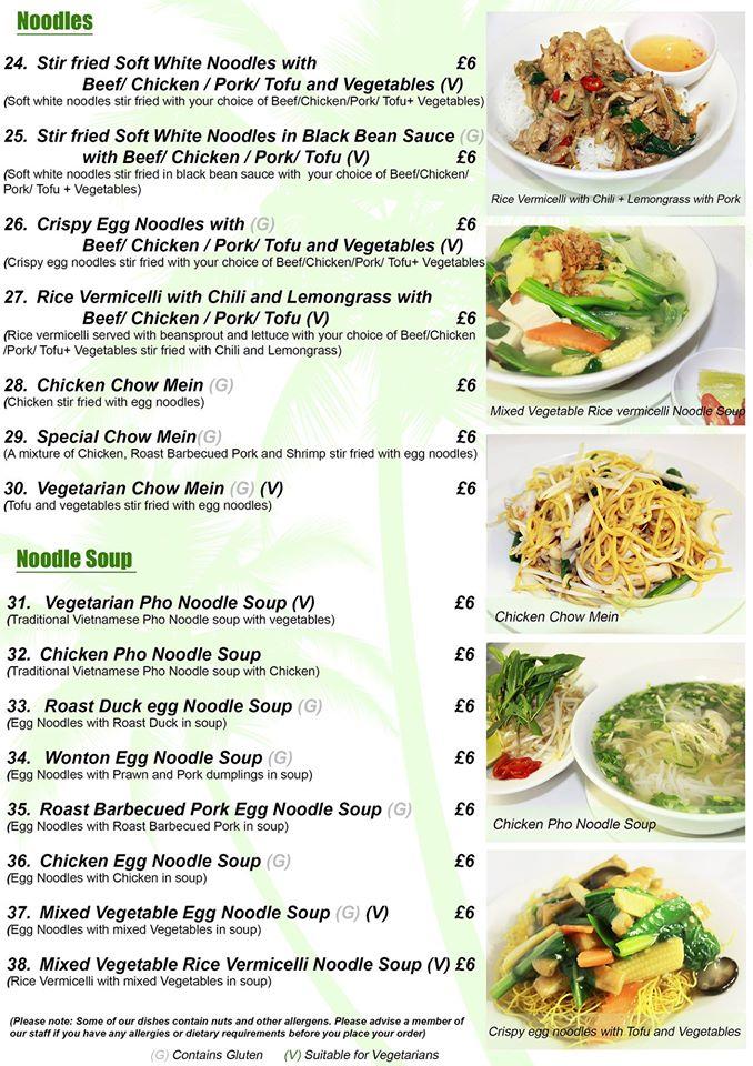 Menu at Tây Đô Cafe (Vietnamese Cuisine), London