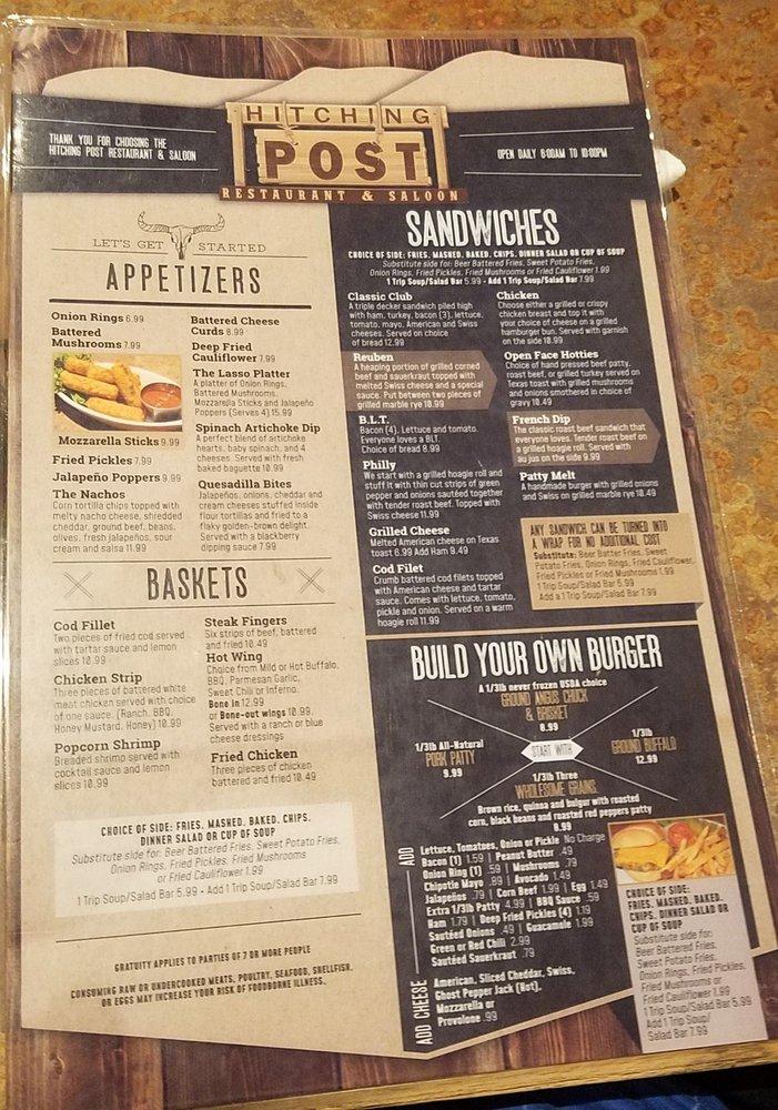Menu at The Hitching Post restaurant, Green River