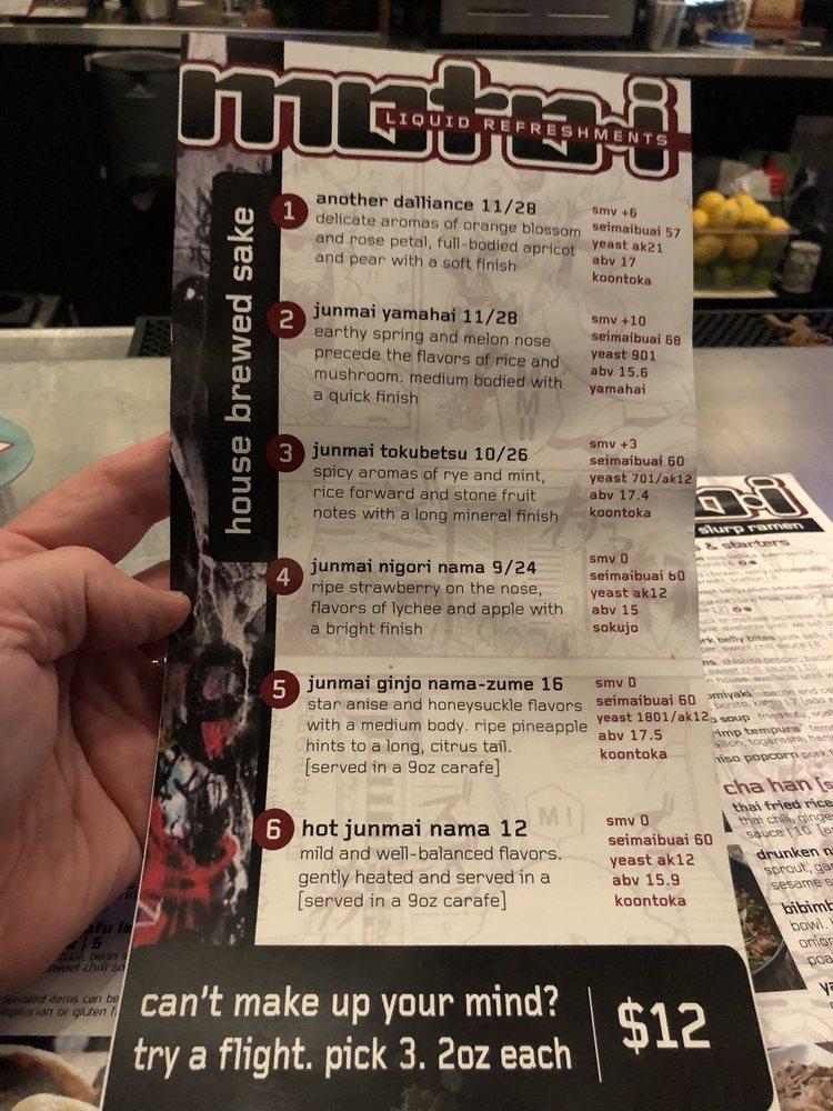 Menu at moto-i restaurant, Minneapolis