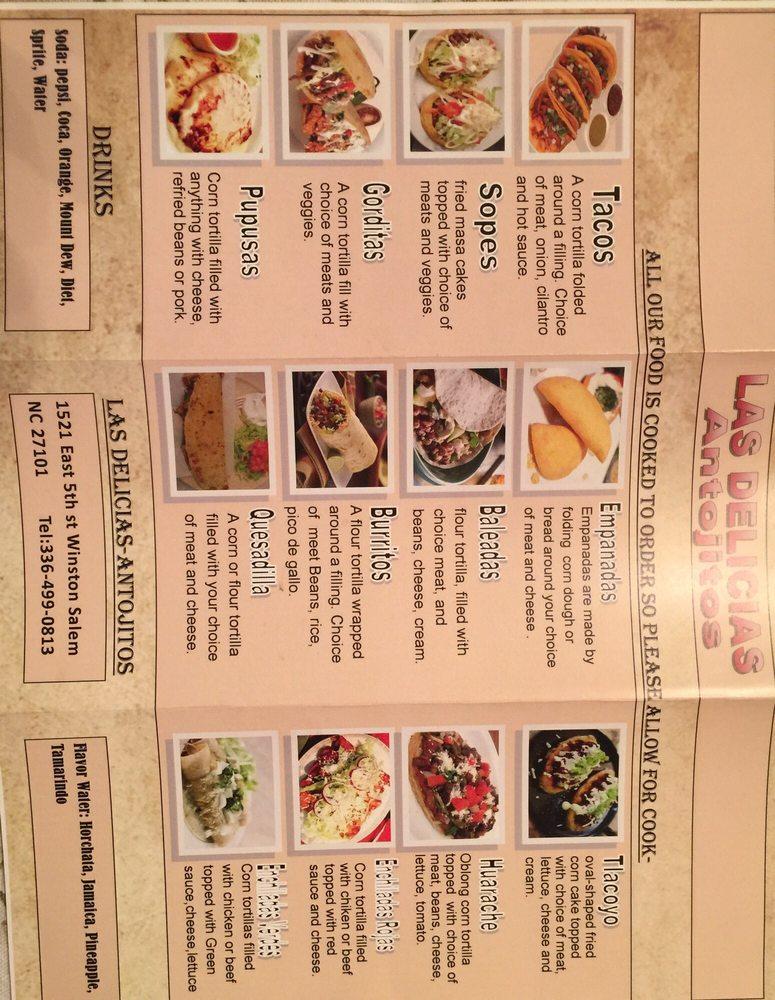 Menu at Antojitos las Delicias restaurant, Winston-Salem