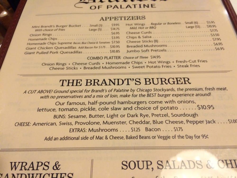 Menu at Brandt's of Palatine restaurant, Palatine
