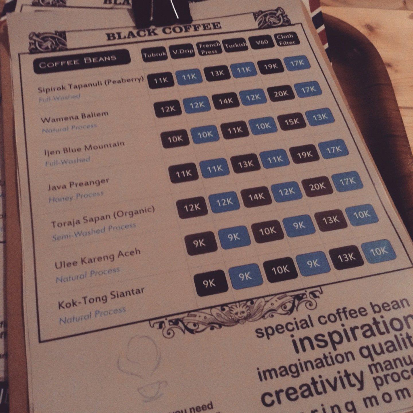 Menu at Darat - Manual Brewing Coffee Shop, Yogyakarta