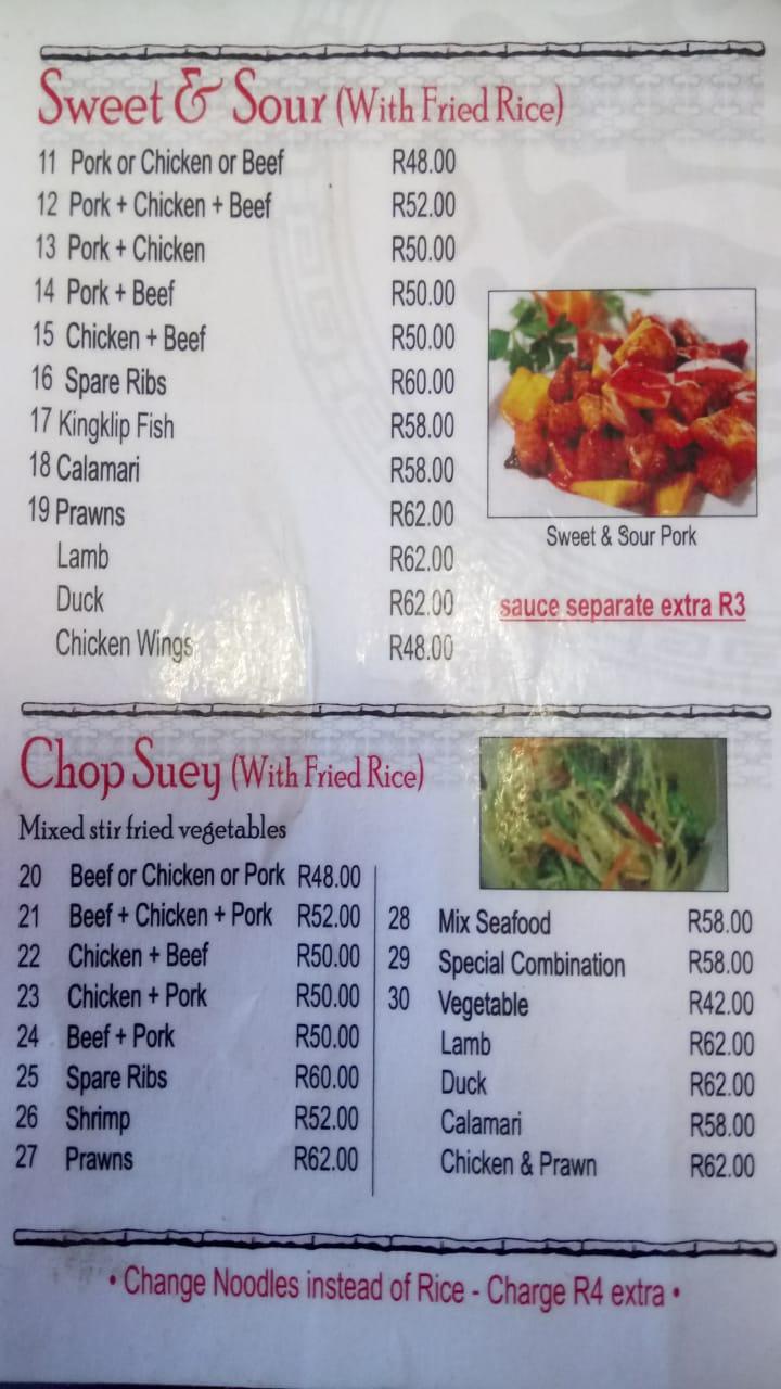 Menu at Kim Bo and Sushi waverley restaurant, Pretoria